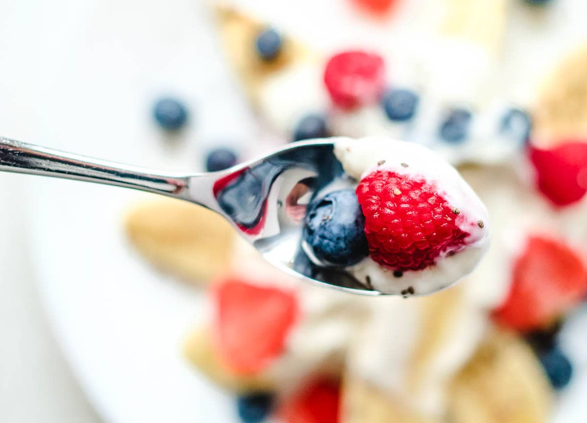 Healthy Banana Split with Mixed Berries - Keeping the Peas