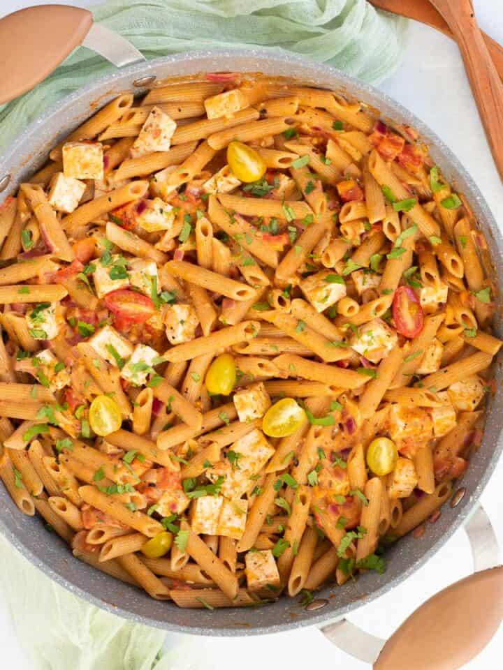 Casarecce Pasta with Creamy Tomato Sauce - Keeping the Peas
