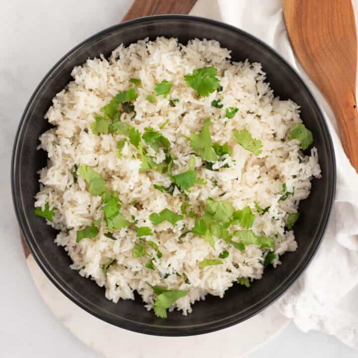 Cilantro Lime Rice (Rice Cooker) - Keeping the Peas