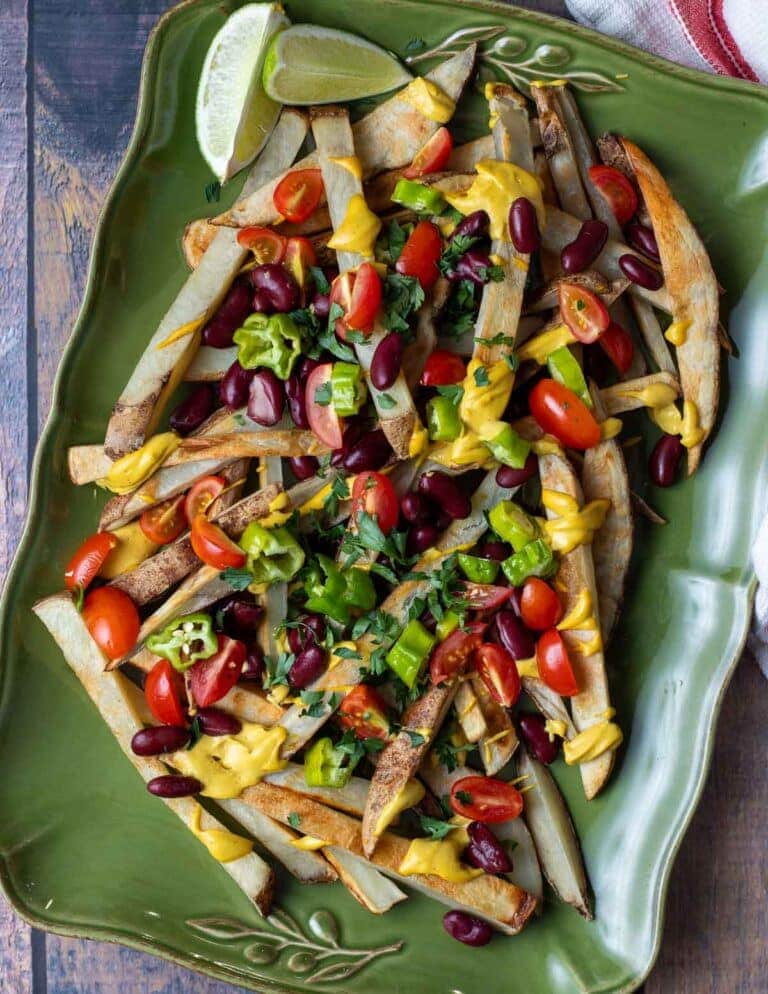 Vegan Cheese Fries with Beans - Keeping the Peas